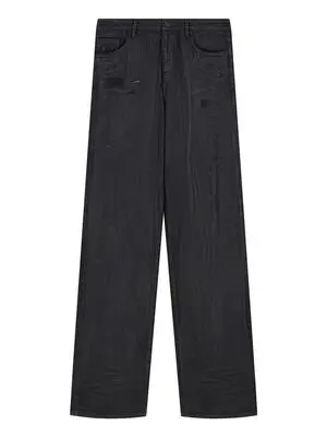 Armani Exchange Oversized Fit Coated Cotton Denim Jeans - Black