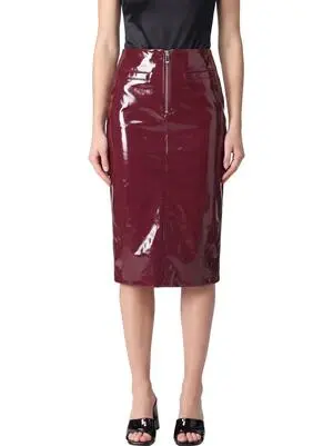 SELF-PORTRAIT High-waisted Patent-effect Cotton Midi Pencil Skirt - Violet