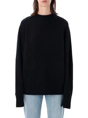 Extreme Cashmere Dropped Shoulder Crewneck Sweater - Black