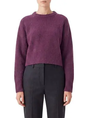 KUJTEN 100% Cashmere Crewneck Sweater With Dropped Shoulders - Red