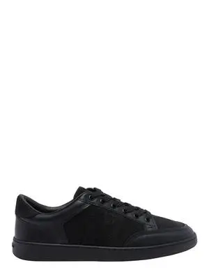FERRAGAMO Gancini Low-Top Sneakers In Calfskin And Nubuck Black