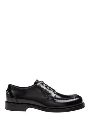 Dolce & Gabbana Brushed Calfskin Leather Derby Shoes - Black
