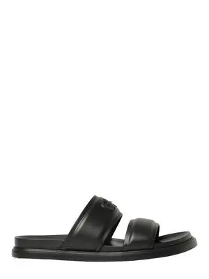 FERRAGAMO Embossed Gancini Rubber Flat Sandals - Black