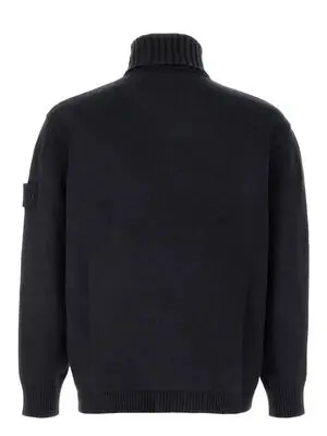 Stone Island Logo Patch Roll Neck Sweater - Blue