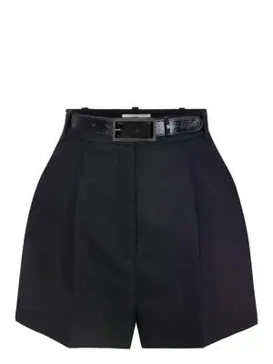 Elisabetta Franchi Wool Shorts With Belt - Black