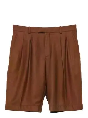 Saint Laurent Pleated Bermuda Shorts - Brown