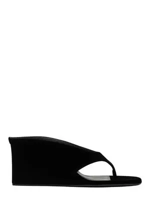 Alaïa Velvet Thong Mules With Wedge Heel - Black