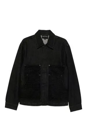 Emporio Armani Logo-patterned Denim Jacket - Black