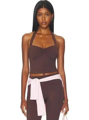 RUNAWAY THE LABEL Sammy Backless Halter Top - Chocolate