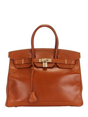 FWRD RENEW Hermes Tadelakt Ghillies Birkin 35 Handbag - Brown