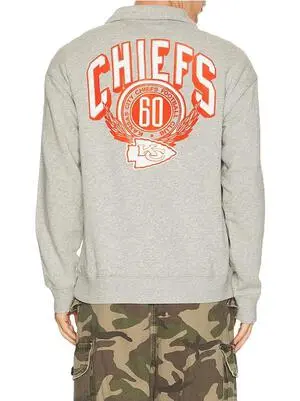 Junk Food Chiefs Flocked Quarter Zip Sweatshirt - Grey