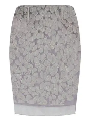 Marni Tiered Floral-appliquéd Organza Midi Skirt - Gray
