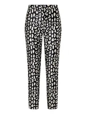 Carolina Herrera Leopard-patterned Jacquard Slim-leg Trousers - Black