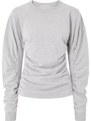 JW Anderson Ruched Sleeve Cotton-jersey Sweatshirt - Gray