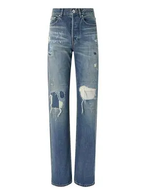 JW Anderson Distressed Mid-rise Straight-leg Jeans - Blue