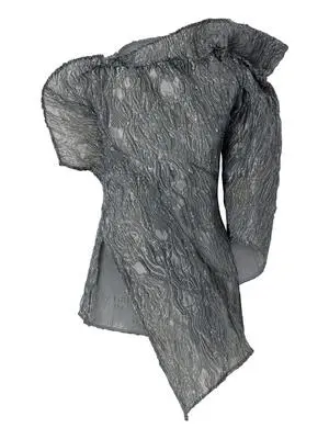Maticevski Scintilla One-shoulder Crinkled Georgette Blouse - Gray