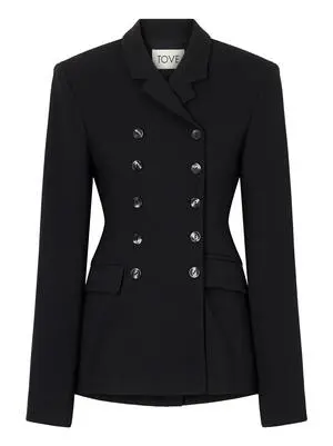 Tove Hero Double-breasted Crepe Blazer - Black