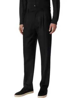 BRETT JOHNSON Pleated Detail Tailored Trousers - Black