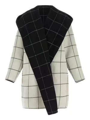 TOTEME Reversible Windowpane Check Coat - Neutrals