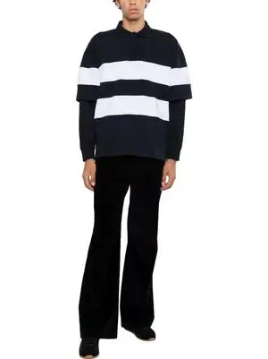 DARKPARK Striped Double-sleeve Polo Shirt - Blue