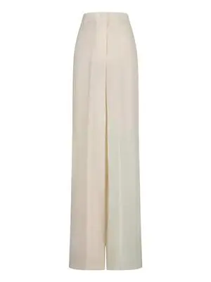 Blumarine Pleated Wide-leg Gabardine Trousers - Neutrals