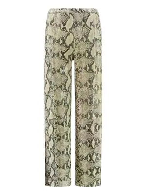 ALYSI Snakeskin-effect Leather Trousers - Neutrals