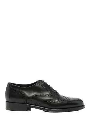 Corneliani Brogue Detail Leather Lace-up Shoes - Black