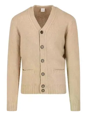 ASPESI ASPESI Beige Wool V-Neck Button-Up Cardigan