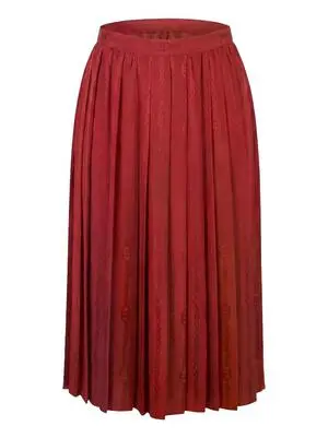 Gucci Pleated Silk Midi Skirt - Red