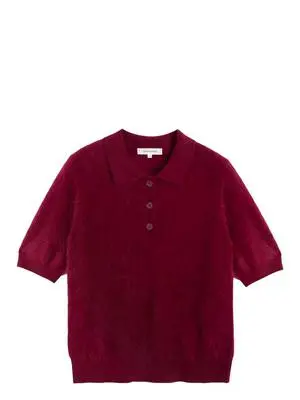 Chinti & Parker Brushed Finish Short Sleeve Polo Top - Red