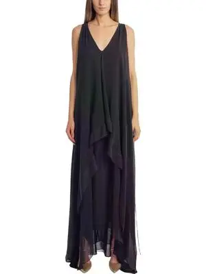 IRINA SCHROTTER Lyko Layered Asymmetric Maxi Dress - Black