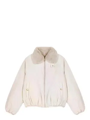 Maje Reversible Faux-fur Collar Puffer Jacket - Neutrals
