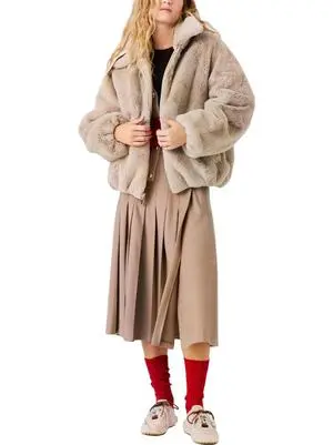 Maje Reversible Faux-fur Collar Puffer Jacket - Neutrals