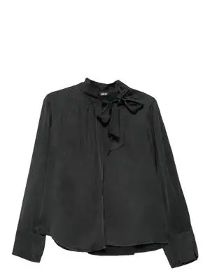 Dixie Pussy-bow Long-sleeve Blouse - Black