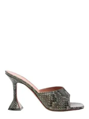 Amina Muaddi Lupita Snake-effect Mules - Grey