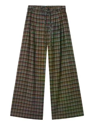 TOUT A COUP Tout À Coup Check-pattern Wide-leg Trousers - Brown