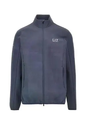 EA7 Logo-print Zip-up Sweatshirt - Blue
