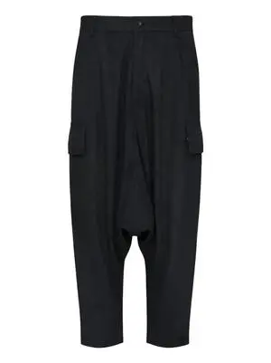 Comme Des Garçons Pinstripe Drop-crotch Cargo Trousers - Black