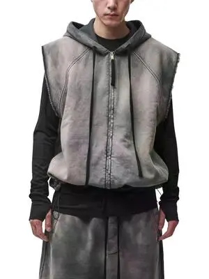 THOM KROM Stone-wash Hooded Vest - Grey