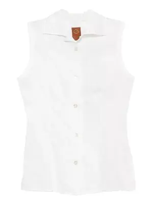 ROMEO GIGLI Sleeveless Embroidered Shirt - White