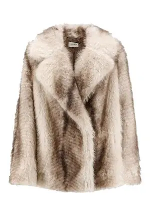 NUDE Nude Faux Fur Jacket With Wide Lapel
