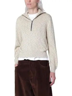 CORDERA CORDERA Mélange Cotton Half-Zip Sweater