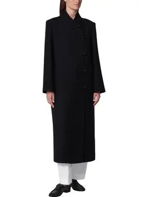 RÓHE Virgin Wool Coat With Pankou Fastening - Black