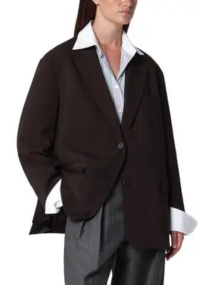 THE FRANKIE SHOP Bea Dark Single-breasted Jacket - Brown