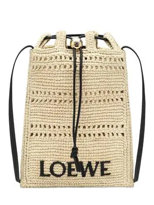 Loewe Raffia Drawstring Pouch - Beige
