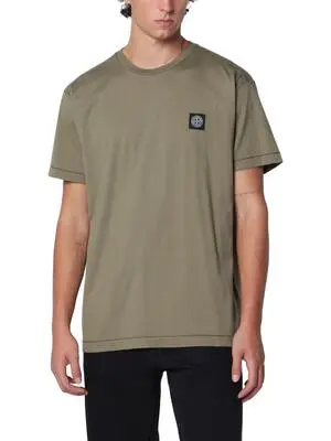 STONE ISLAND Military Green Cotton T-shirt