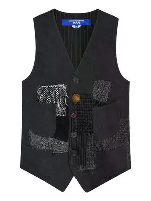 Junya Watanabe Patchwork V-neck Vest - Black