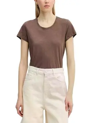 MOS MOSH Safina Cotton T-shirt With Stud Embellishment - Brown