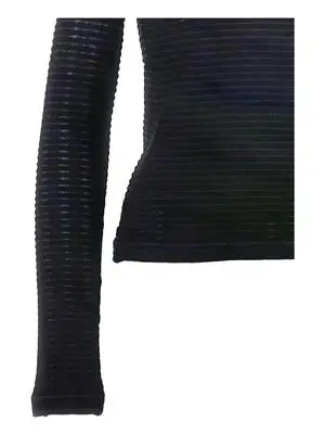 Emporio Armani Textured Stripe High Neck Long Sleeve Sweater - Black