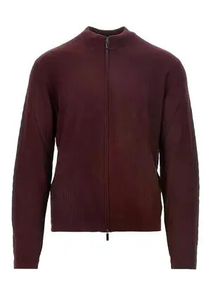 Emporio Armani Textured Zip-up Cardigan - Red